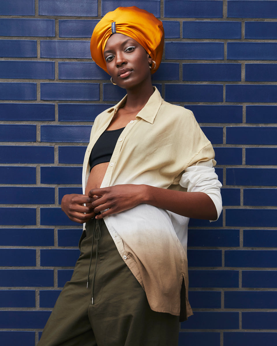 Pacific Turban - Paradisefold Silk Hair Turban - Two-tone Pacific blue ...